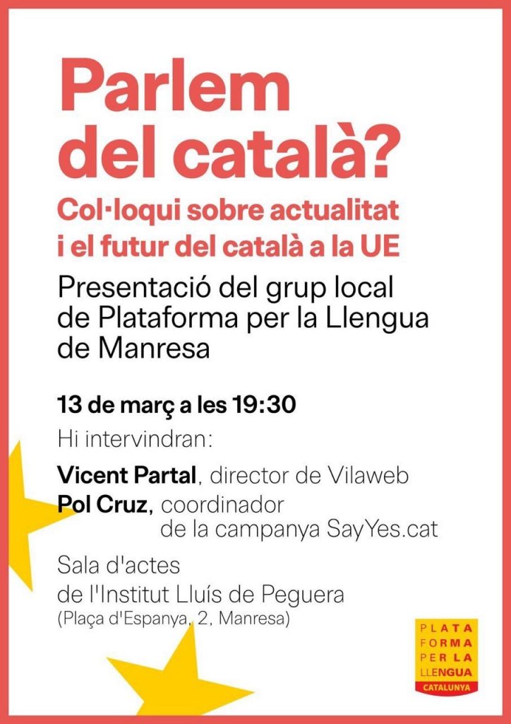 Col·loqui sobre actualitat i futur de català a la UE - 13/3/24 19.30h ...